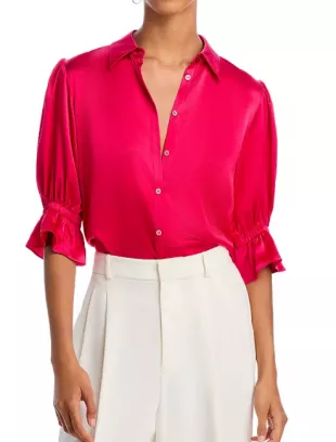 Cinq à Sept - Fiona Silk Satin Short-Sleeve Top