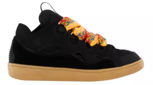 Lanvin - Black & Multicolor Lace Curb Sneakers