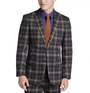 Paisley & Gray - Navy Tan Pumpkin Plaid Blazer