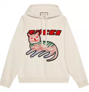 Gucci - White Scribbled Cat Hoodie