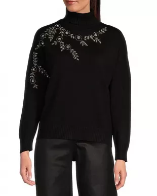 reba - The Voice S26 Reba McEntire Black Embellished Sweater