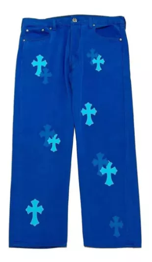 Chrome Hearts - Bright Blue Cross Patch Jeans
