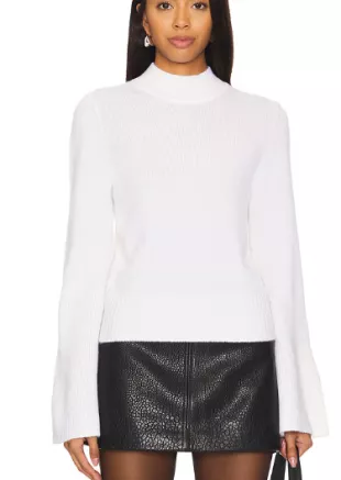 Autumn Cashmere - Mock Neck Trumpet Sleeve With High Rib