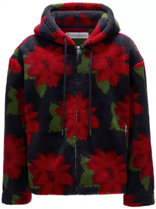 JW Anderson - Navy & Red Floral Fleece Jacket