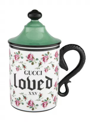 Gucci - Floral-Print & Snake Handle Mug