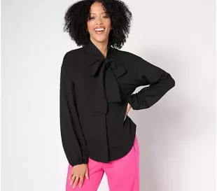 Stacy London - Jersey Knit Bow Blouse