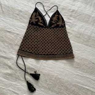 Free People - Free people intimately black and gold embroidered ...
