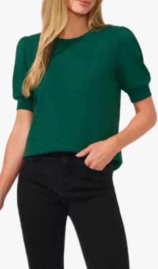 cece - Puff Sleeve Sweater in Alpine Green