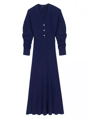 Maje - Raquelly Knit Maxi Dress in Navy