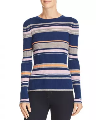 Frame - Striped Rib Knit Top