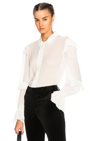 Frame - FRAME Denim Victorian Ruffle Blouse in Off White | FWRD