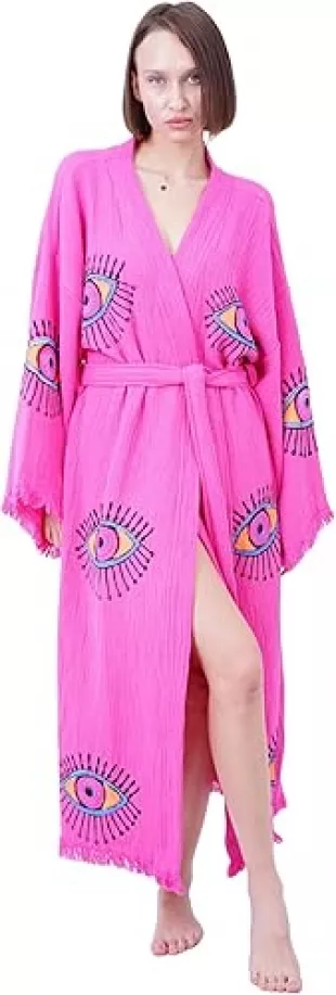 handmade - Evil Eye Boho Festival Kimono Pink