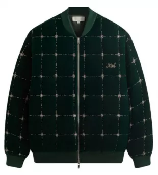 kith - Green Velvet Beaded Bomber Jacket