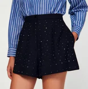 Sandro - Rhinestone High Waisted Shorts