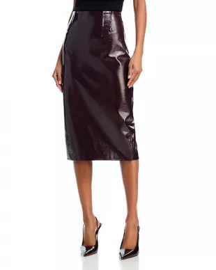 Veronica Beard - Holmes Vegan Leather Pencil Skirt in Plum