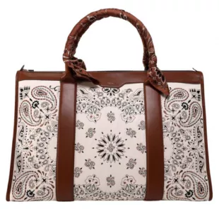 Amiri - Ivory Bandana & Brown Leather Weekender Bag