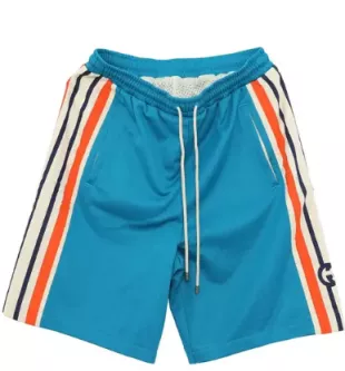 Gucci - Turquoise & Orange Logo Stripe Shorts