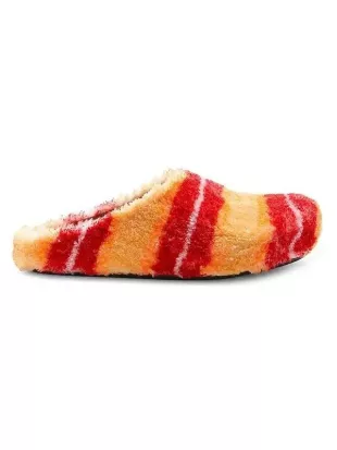 Marni - Orange & Red Striped Fussbet Sabot Slippers