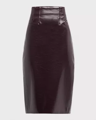 Veronica Beard - Holmes Vegan Leather Pencil Skirt in Plum