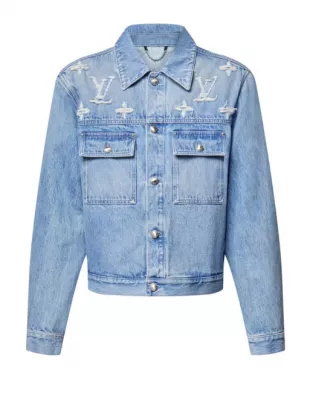 Louis Vuitton - Light Blue Ripped Monogram Denim Jacket