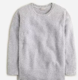 J. Crew - Embellished Pullover Sweater in Light Grey Silver Metal