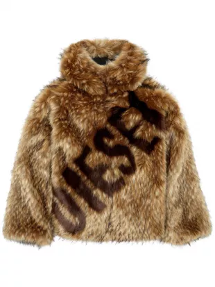 Diesel - Brown Faux Fur Diagonal Logo Jacket