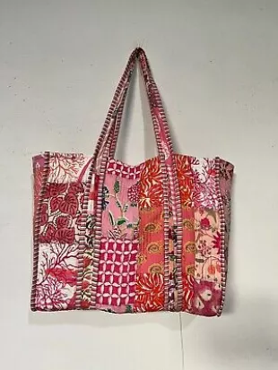 handmade - Indian Baby Pink Patchwork Quilted Shoulder Bag