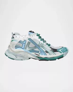 Balenciaga - Grey, Red & Neon Yellow Runner Sneakers