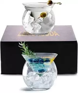 Lemonsoda - Stemless Martini Glasses with Chiller Set