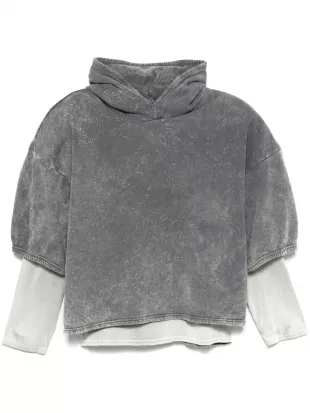 PDF CHANNEL - Faded Grey Layered Rocky Hoodie