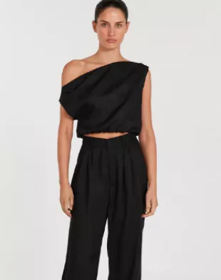 Dissh - Cass Black Linen Crop Top