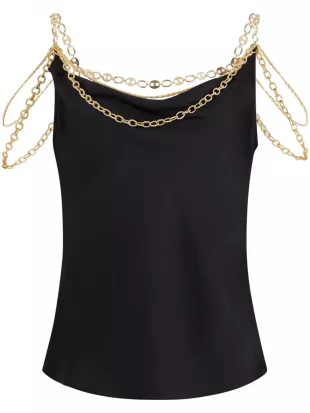 rabanne - Chain-Detail Cowl-Neck Top
