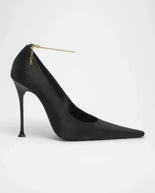 Saint Laurent - Satin Ysl Ankle-Chain Pumps