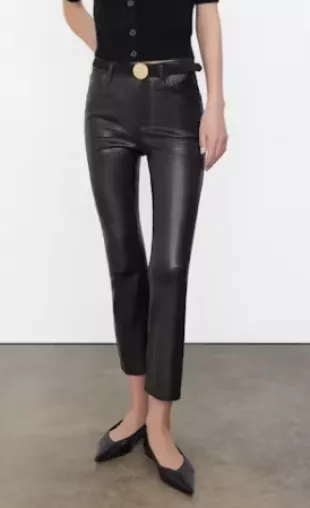 Frame - Leather Le Crop Mini Boot in Washed Black