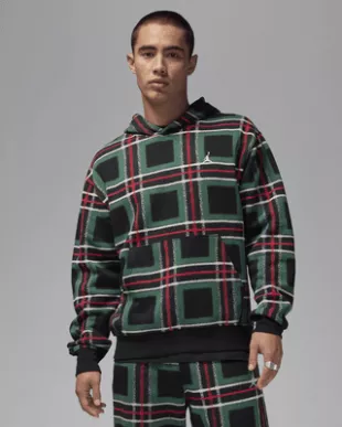 jordan - Black, Green & Red Check Fleece Hoodie
