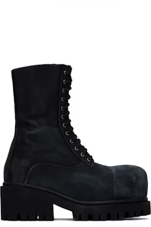 Balenciaga - Black Canvas Stomper Boots