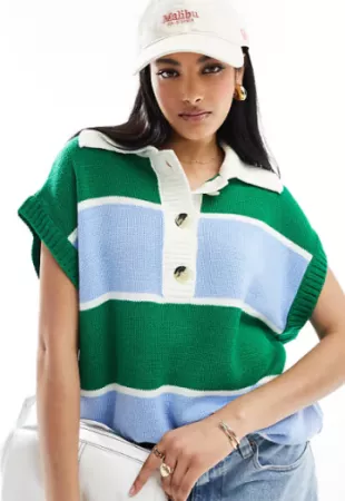 ASOS DESIGN - Knitted Sleeveless Rugby Shirt