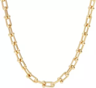 Lushboom Store - 18K Gold Plated U Shaped Bamboo Lock Chain Paperclip ...