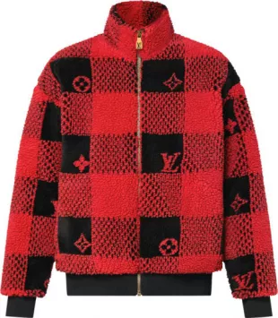 Louis Vuitton - Red Plaid Sherpa Fleece Jacket