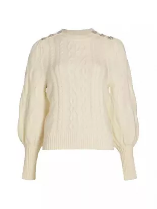 Generation Love - Rylan Wool Cable-Knit Sweater in Cream