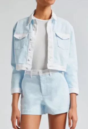 L’Agence - Koda Colorblock Crop Jacket In Ice Water