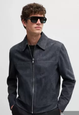 boss - Regular-Fit Jacket in Suede