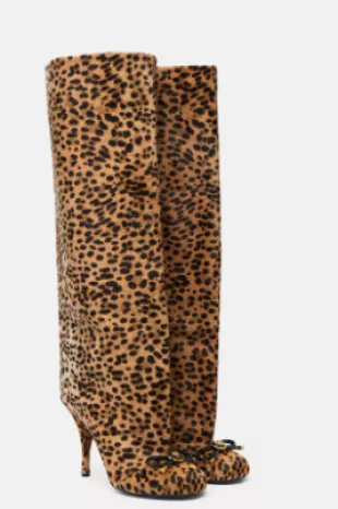 Versace - Leopard Opera Bow Knee-High Boots