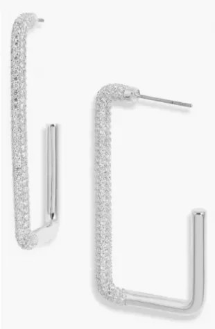 nordstrom - Pavé Cubic Zirconia Rectangle Hoop Earrings