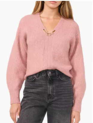 1.STATE - Chain Detail Sweater in Cedar Rose