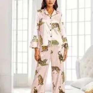 Temu - Polka Dot & Tiger Print Pajama Set