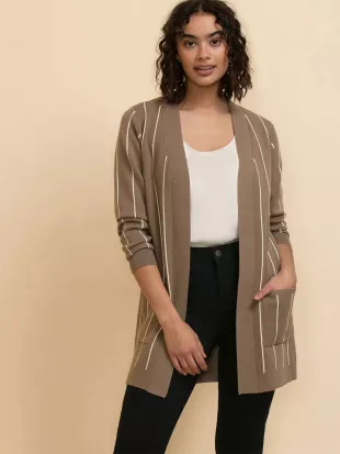 RICKI'S - Open Pinstriped Cardigan