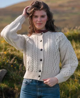 Aran - Cropped Wool Aran Cardigan