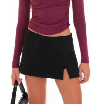 Lucy in the Sky - Side Slit Mini Skort in Black