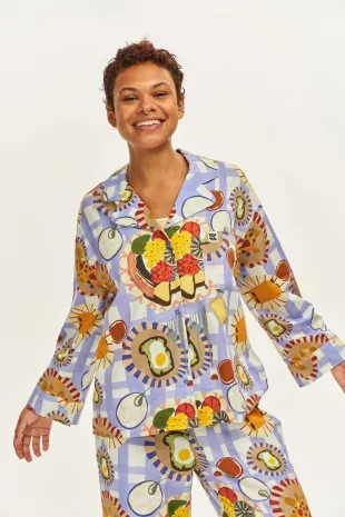 Lucy & Yak Dreamer - Cotton Pyjamas Set in Breakfast in Bed Print